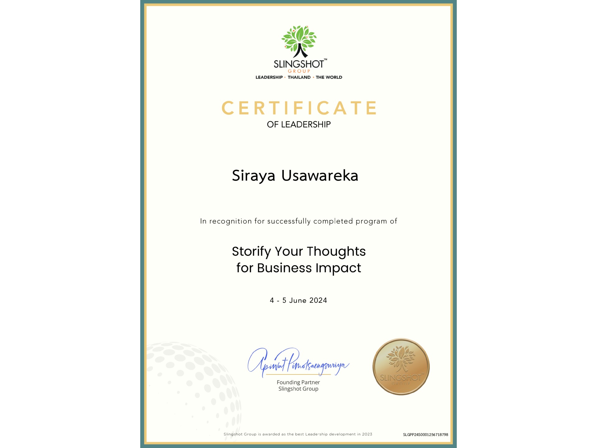 Certificates of Siraya Usawareka - Storify Your Thoughts For Business ...
